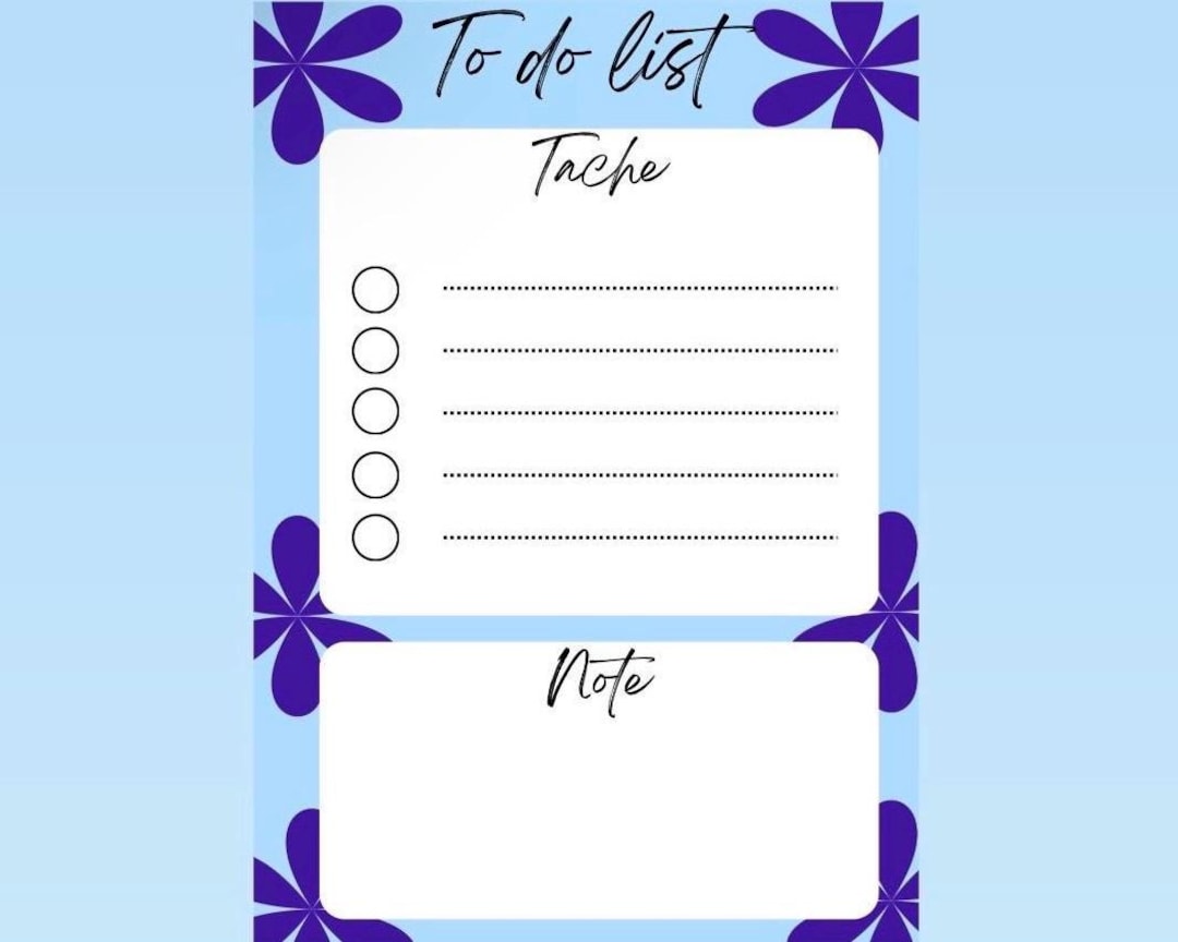 Printable Digital To-do List, Daily Organization Planner (PDF, Blue) - Etsy
