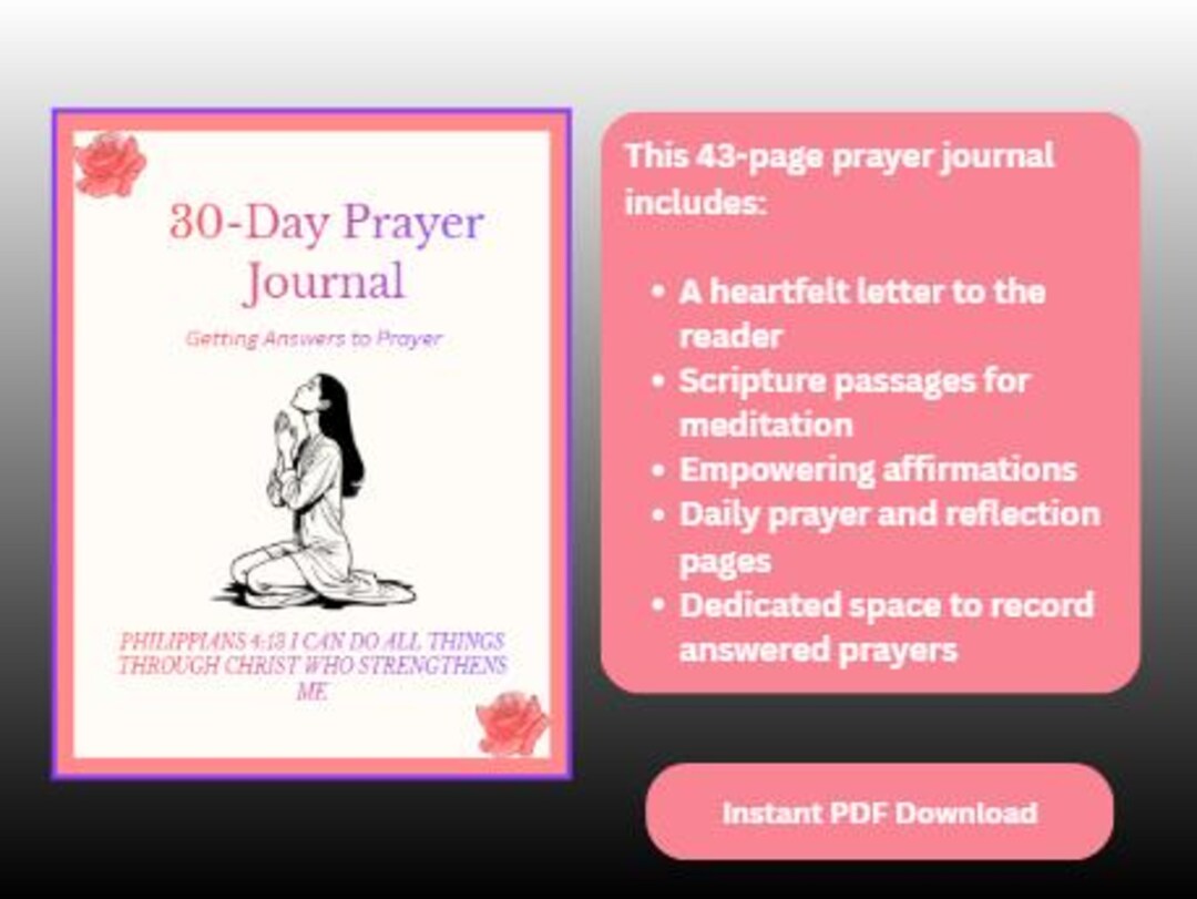 30 Day Prayer Journal | Christian Devotional for Women | Scripture ...