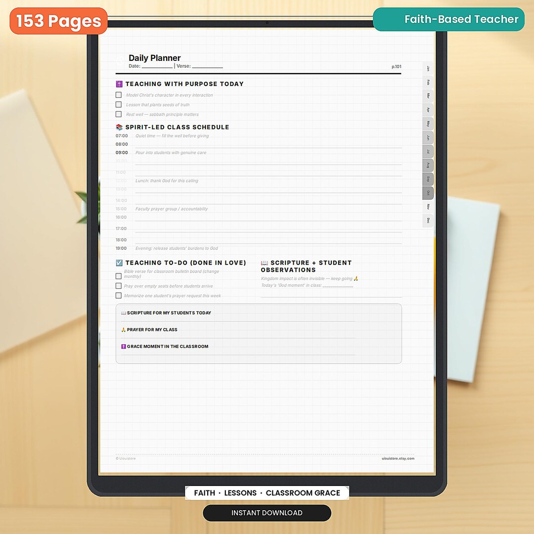 Christian Teacher Planner Printable for Faith-based Teachers Who Teach ...
