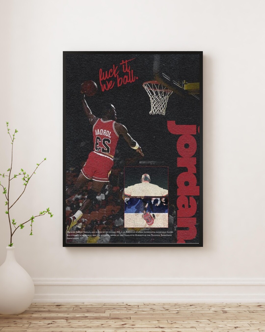 Michael Jordan Dunk Poster | Chicago Bulls NBA Art (digital Download ...