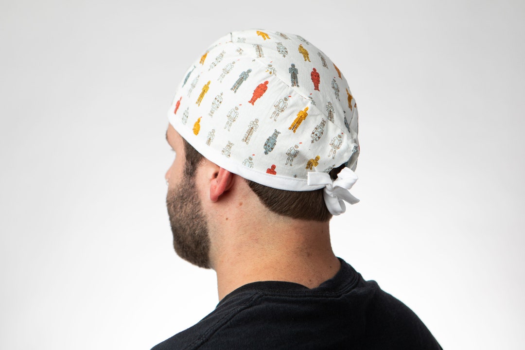 Iron Solders Scrub Cap, Pixie Hair Surgical Cap for Nurses With Short ...