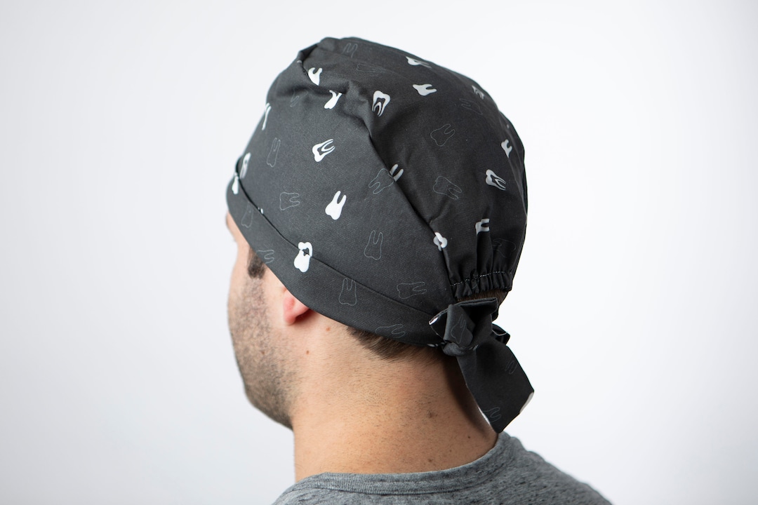 Black Teeth Scrub Cap, Black and White, Unisex Scrub Cap, Dental Scrub ...