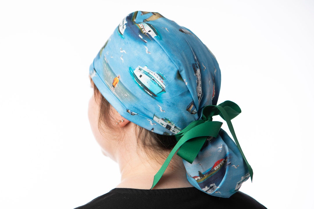 Ferry Boat Scrub Caps, Ferryboat Surgical Cap, Ponytailed Scrub Hat for ...