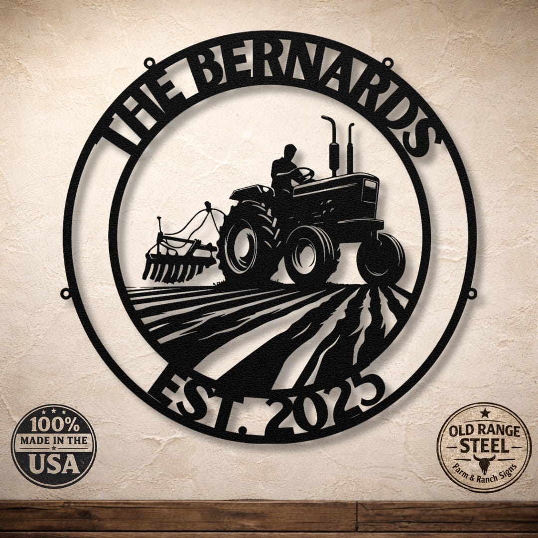 Custom Farm Name Metal Sign – Personalized Tractor Farm Sign | Custom ...