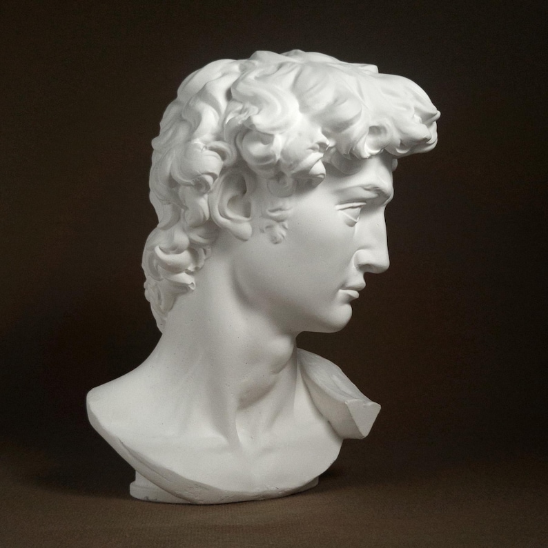 David Bust Statue | Hand Cast Plaster 6” (15 Cm) | David Head Sculpture ...