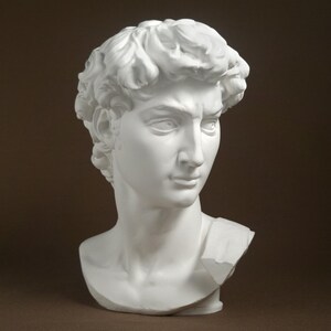 David Bust Statue | Hand Cast Plaster 6” (15 Cm) | David Head Sculpture ...