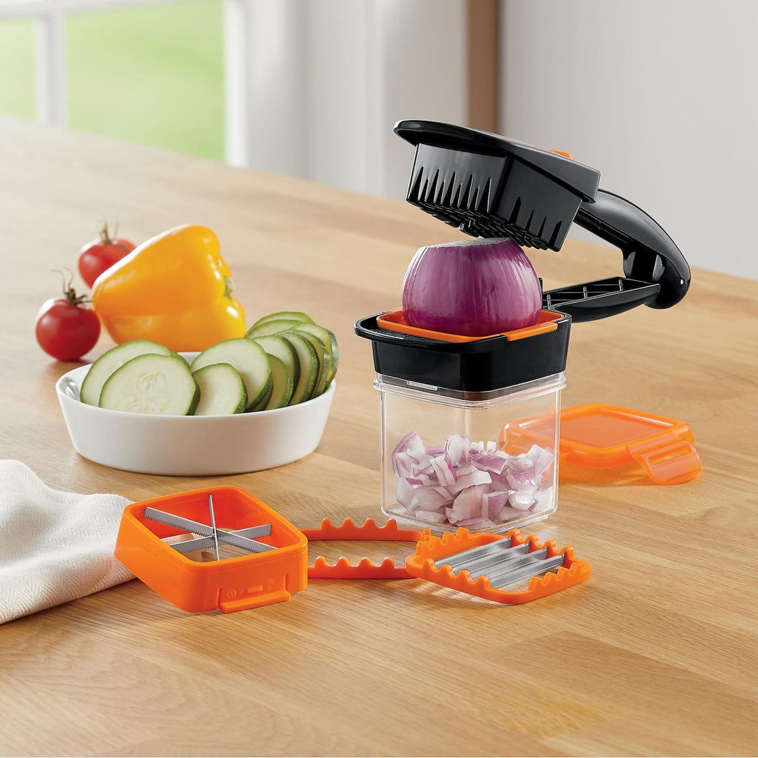 Vegetable Chopper With Storage Container – Wedge & Slicing Blades - Etsy