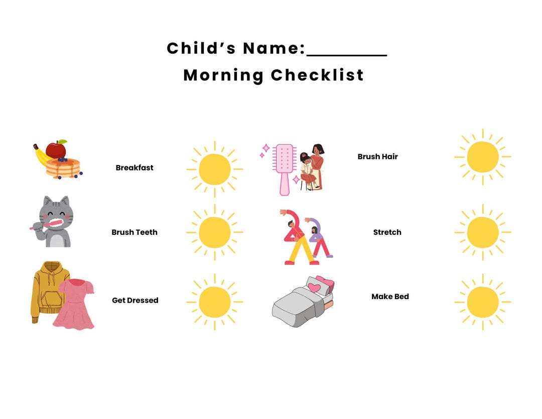 Easy-going Morning Routine Checklist for Kids | Printable Preschool ...