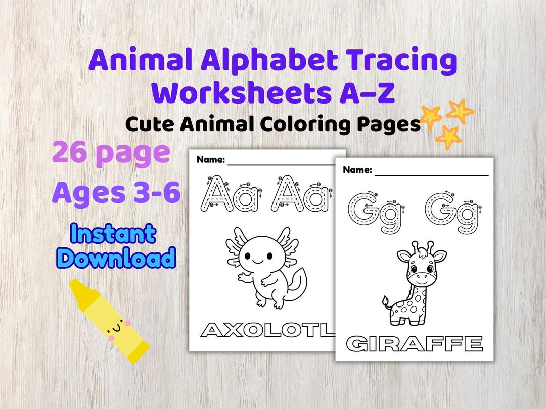 Animal Alphabet Tracing Worksheets A–Z | Preschool & Kindergarten ...