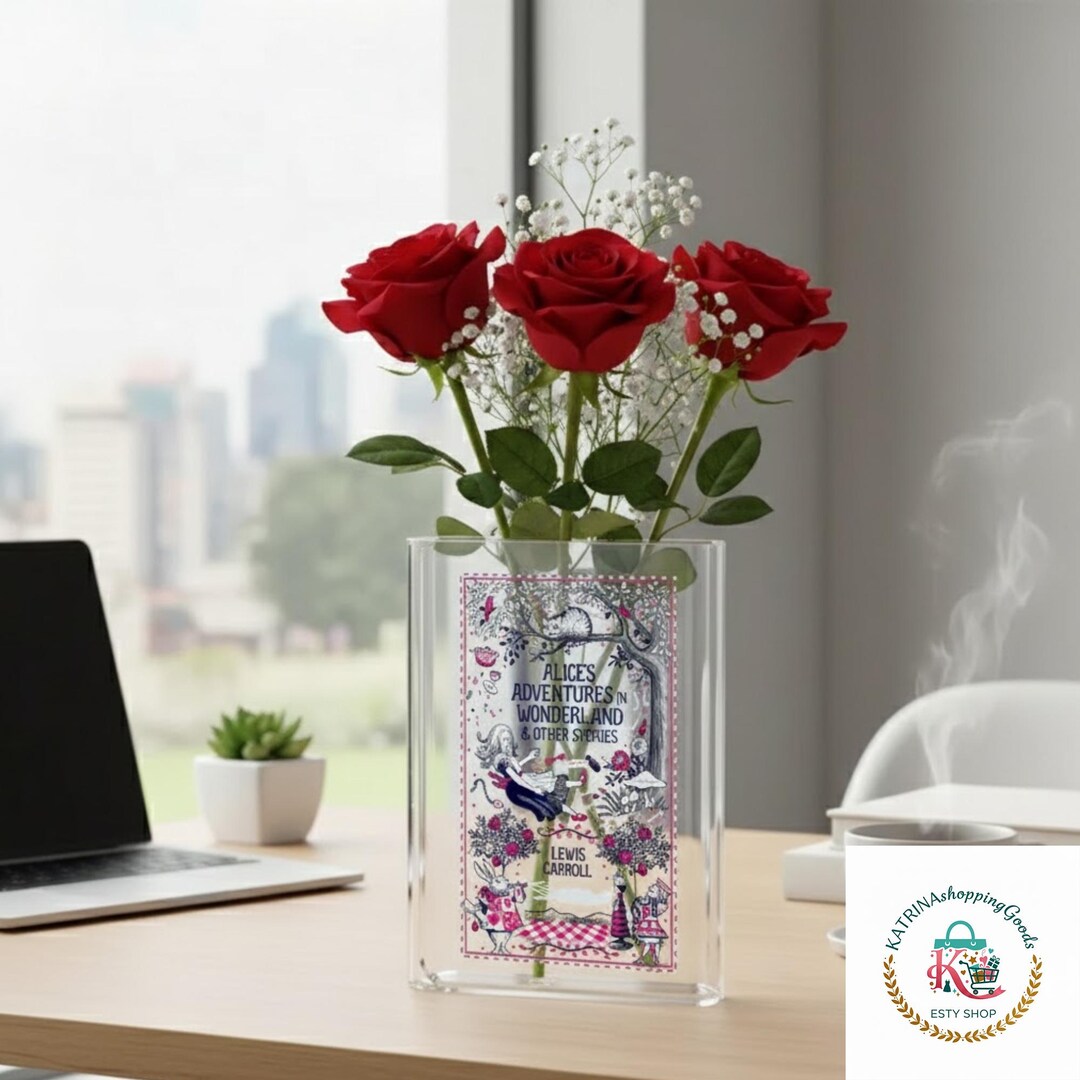 Alice in Wonderland Book Vase, Literary Bookish Home Decor, Retro ...