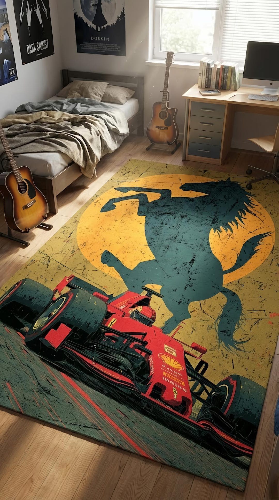 Formula Racing Rug, Vintage Red Race Car Carpet, Motorsport Fan Gift - Etsy