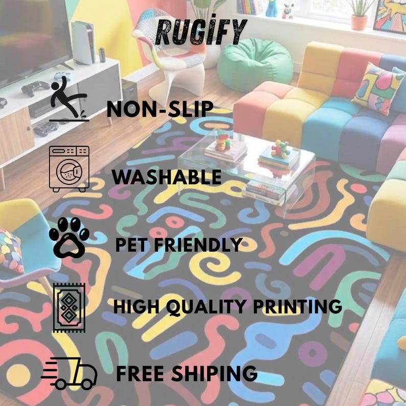Pink Donkey Area Rug, Neon Gamer Room Decor, Pop Art Animal Carpet ...