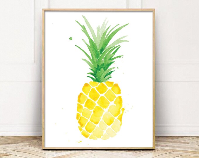 Pineapple Watercolor Print Tropical Bontanical Watercolor Art - Etsy
