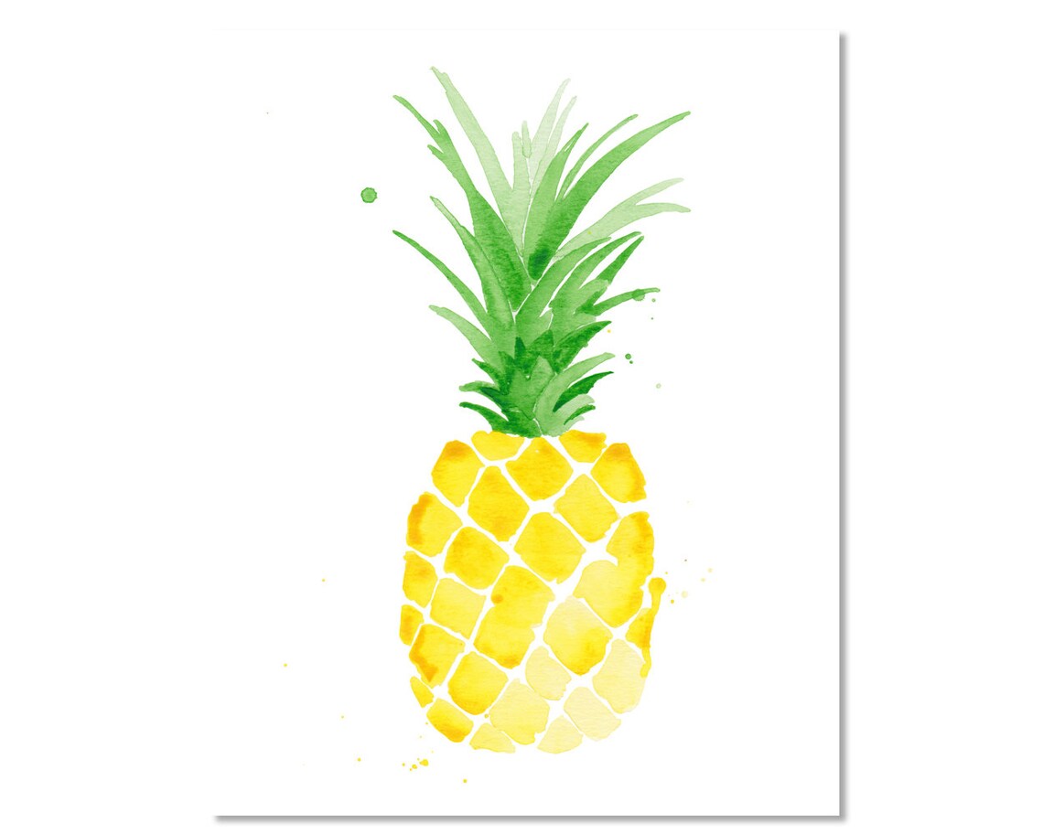 Pineapple Watercolor Print Tropical Bontanical Watercolor Art | Etsy