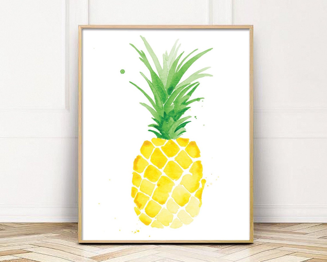 Pineapple Watercolor Print Tropical Bontanical Watercolor Art | Etsy