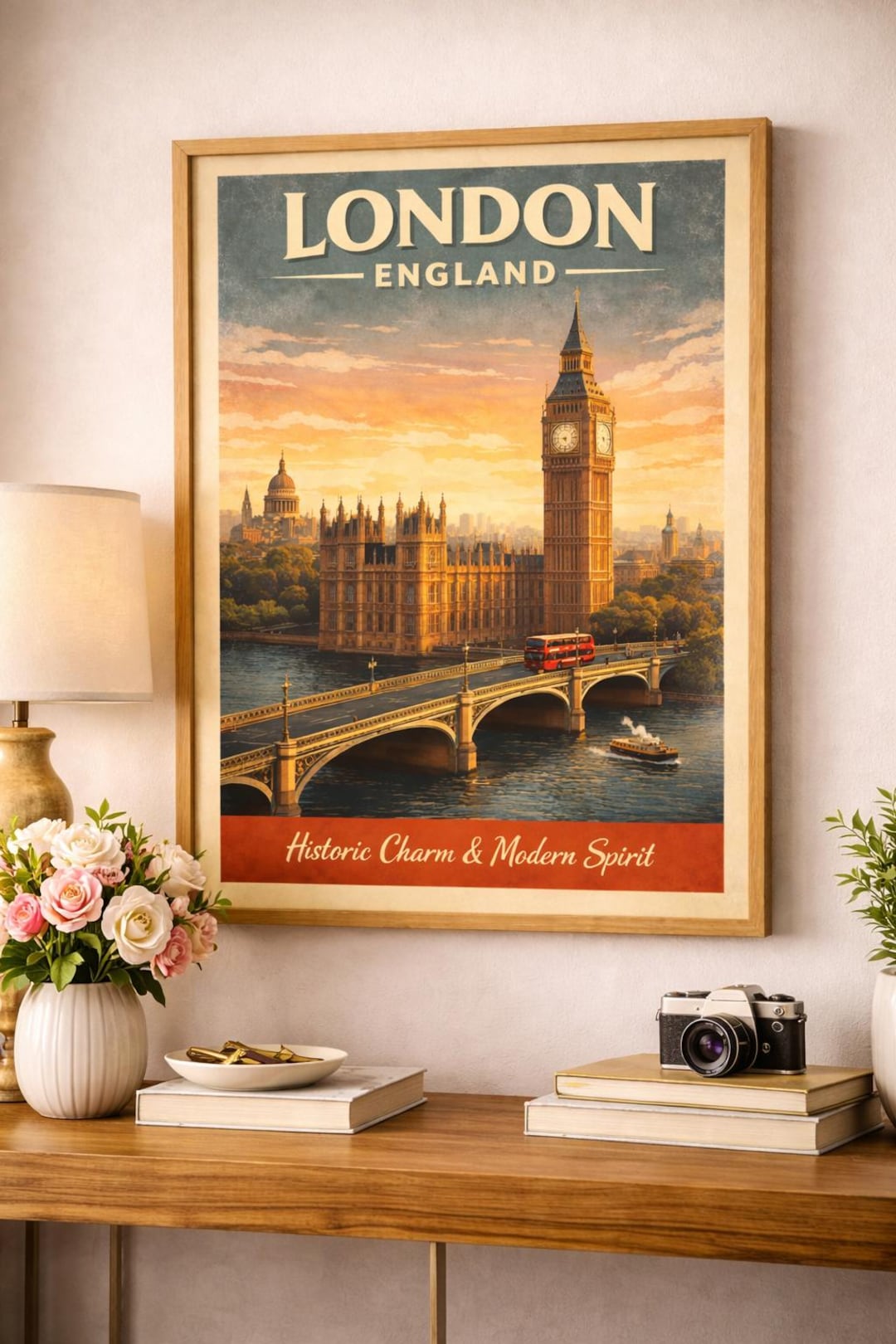 London Wall Art Printable | Vintage London Travel Poster | England Wall ...