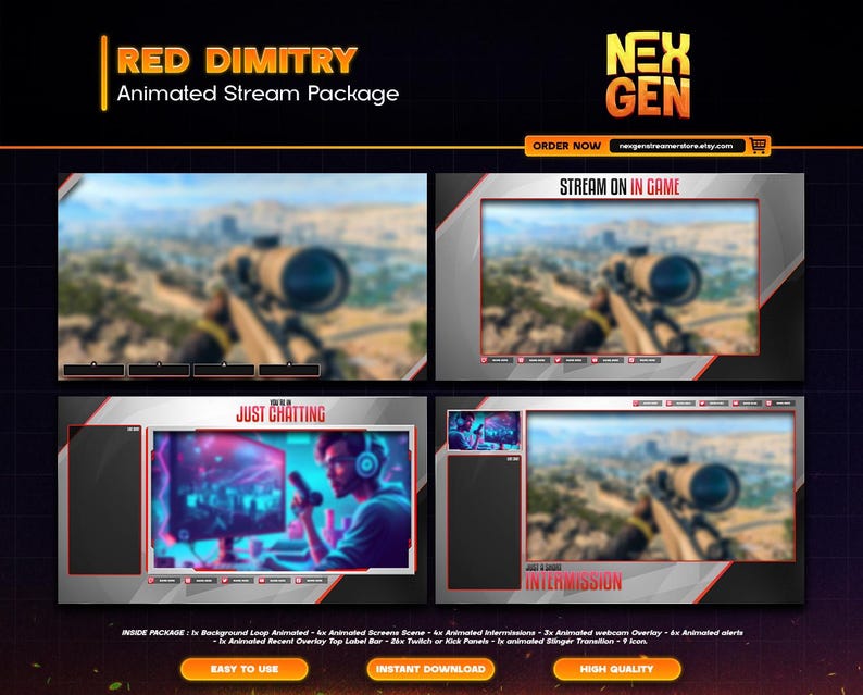 Red Dimitry Animated Twitch Overlay Package | Dark Red Stream Bundle - Etsy
