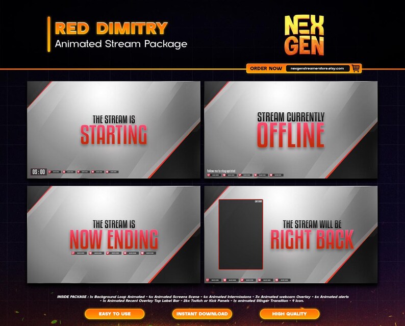 Red Dimitry Animated Twitch Overlay Package | Dark Red Stream Bundle - Etsy