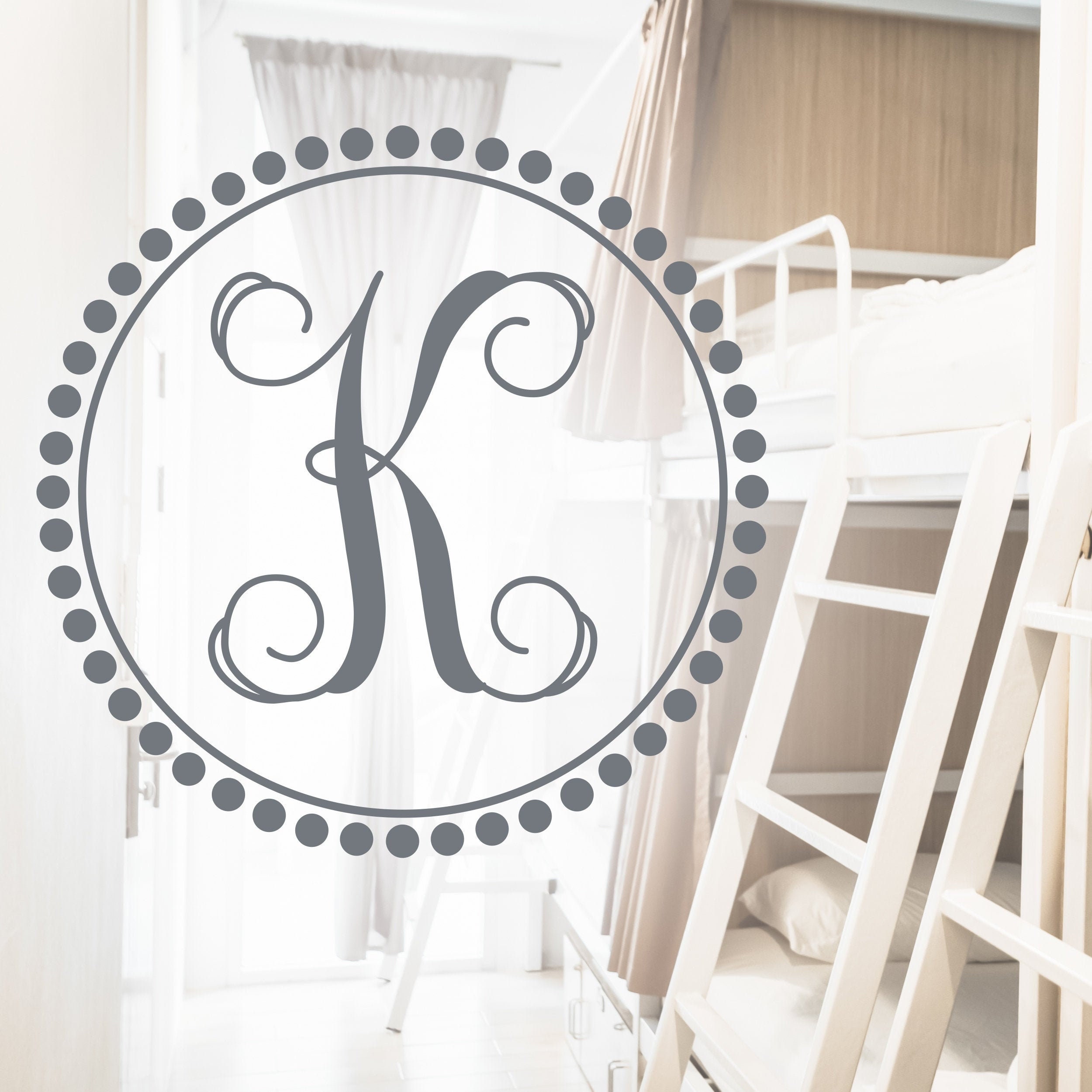 Preppy Monogram | Vine Font | Single Initial Decal | Nursery Decor ...