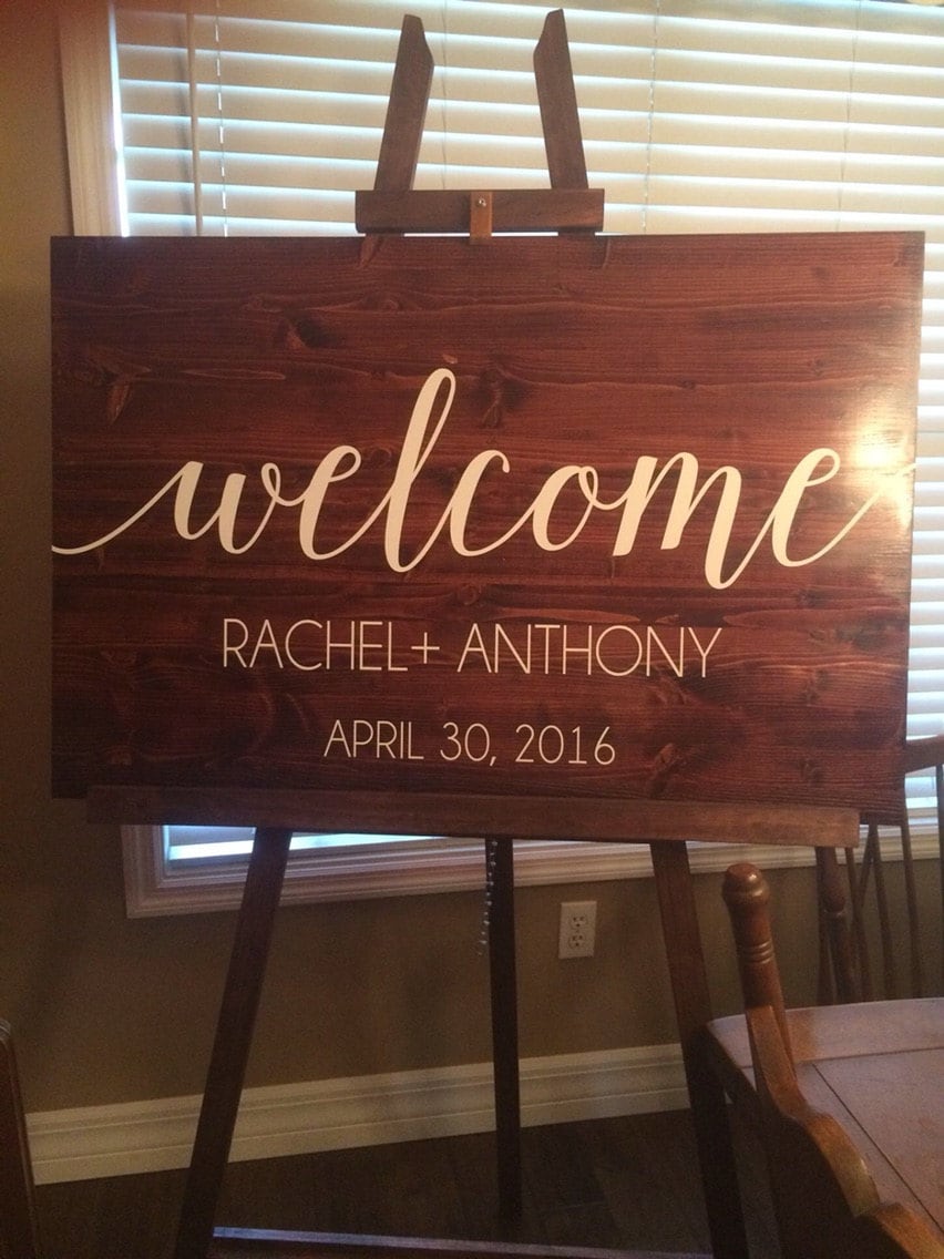 Personalized Welcome Sign Vinyl Decal Diy Wood Signs Welcome To Our Wedding Sign Decal