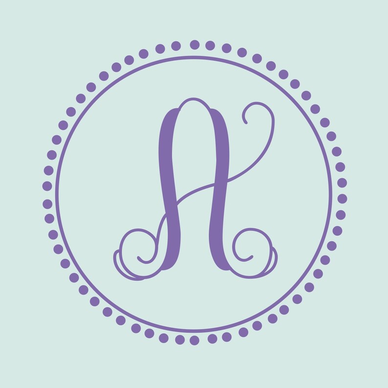 Preppy Monogram Vine Font Single Initial Decal Nursery | Etsy