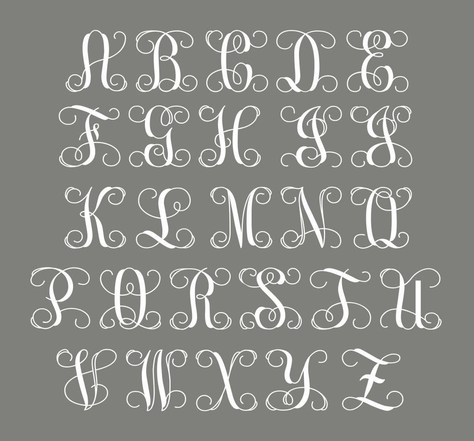 Preppy Monogram Vine Font Single Initial Decal Nursery - Etsy