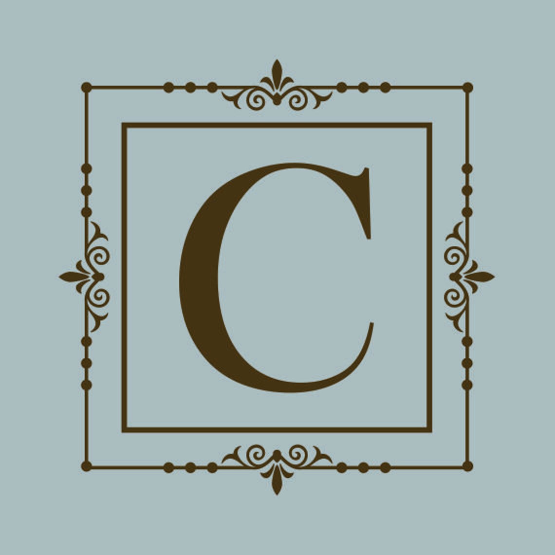 Classic Monogram in Decorative Frame Vinyl Wall Decal | Etsy