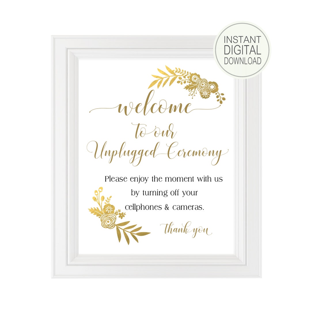 Unplugged Ceremony Sign DIY PRINTABLE Unplugged Wedding Instant ...