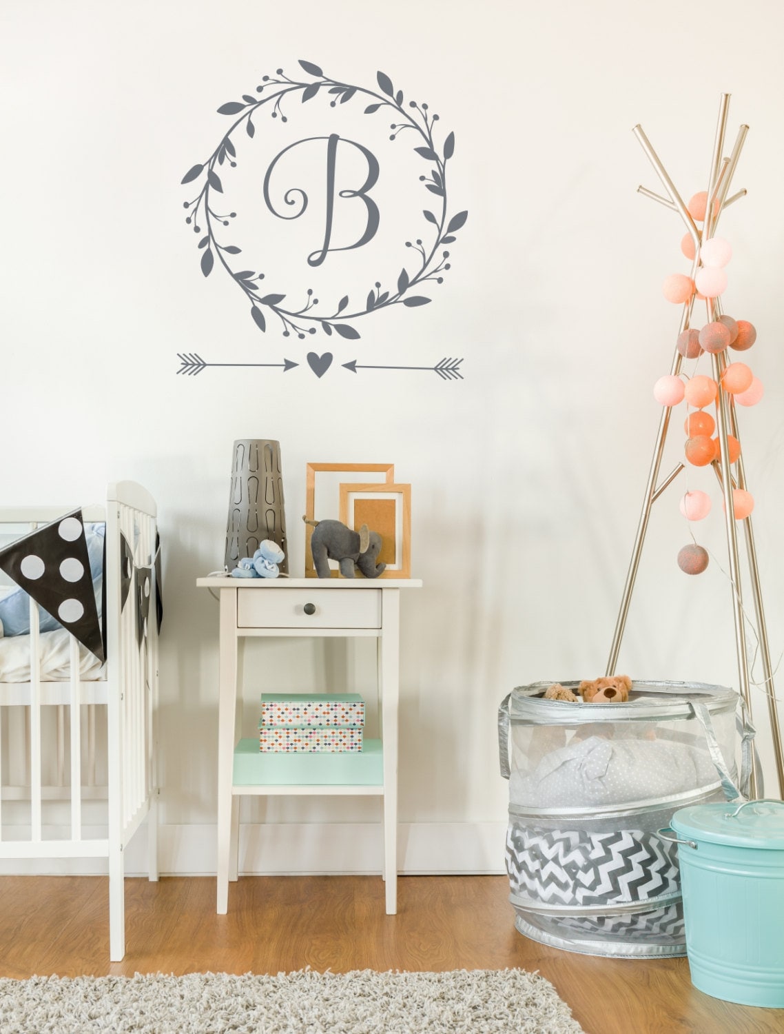 Monogram Wall Decal | Baby Girl Nursery Wall Decal | Wreath Monogram ... Monogram Wall Decal | Baby Girl Nursery Wall Decal | Wreath Monogram ...