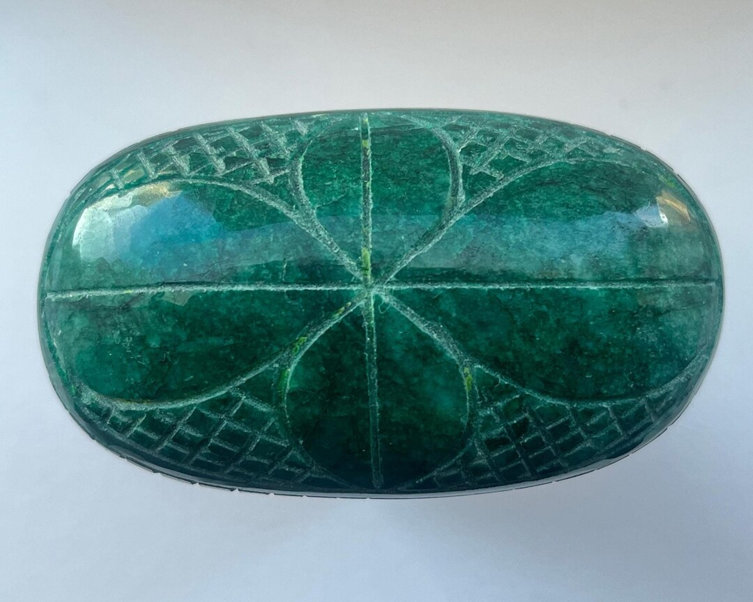 500ct Hand-carved Emerald Specimen, Sacred Geometry Mandala, May ...
