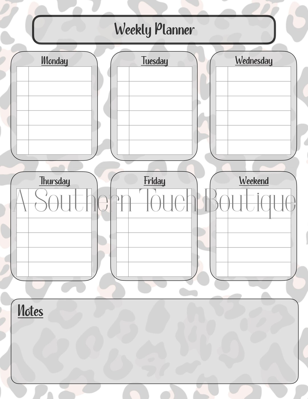 Leopard Weekly Planner *PRINTABLE* - Etsy