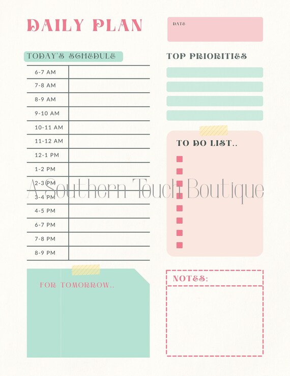 Pretty Daily Planner printable - Etsy