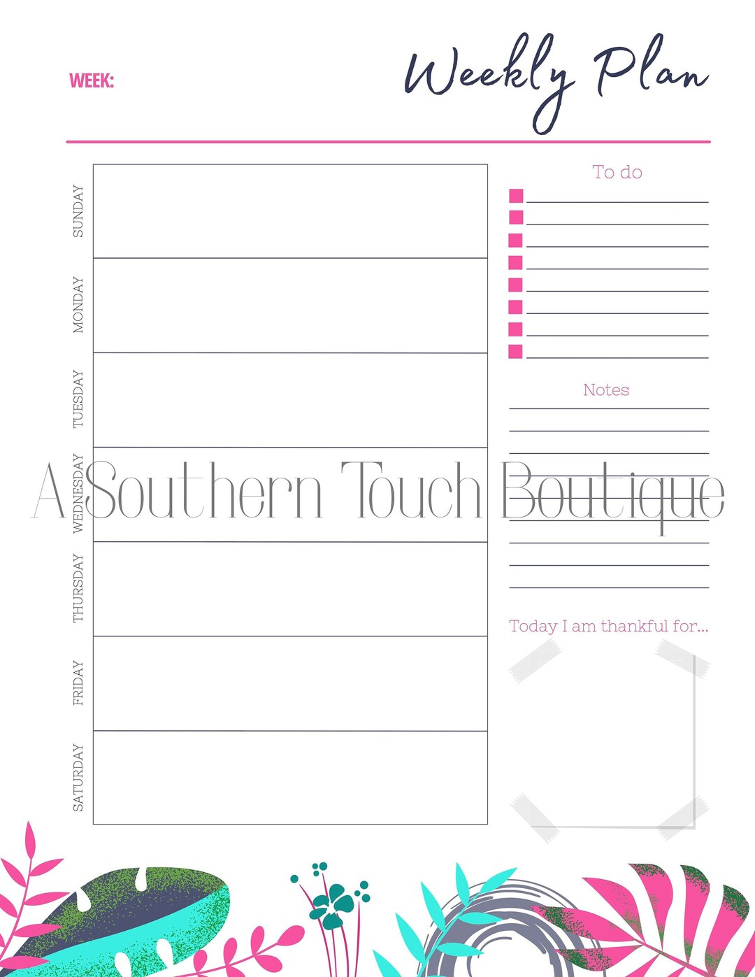 Tropical Weekly Planner *printable* - Etsy