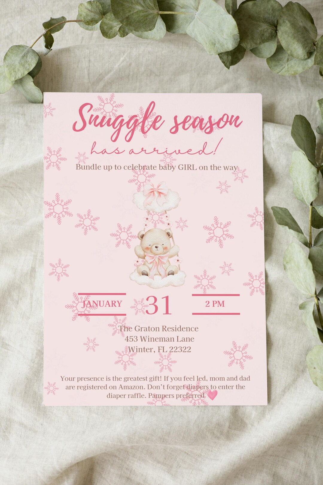 Winter Baby Sprinkle Invitation | Snuggle Season Baby Shower Theme - Etsy