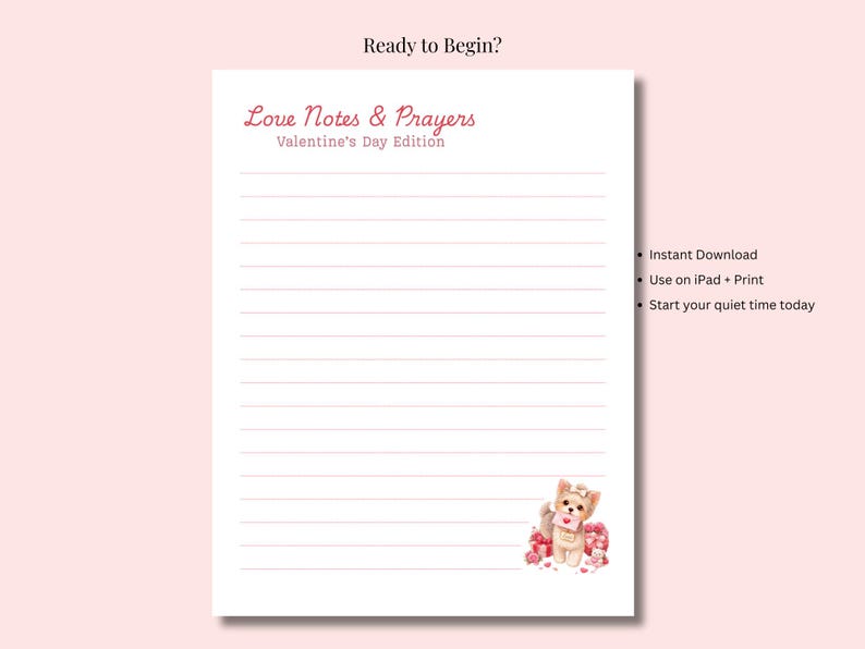 Valentine's Day Printable Notepad, Christian Page, Love Notes and ...
