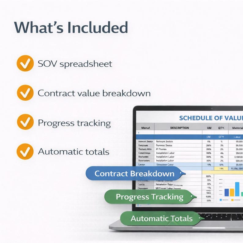 Construction Schedule of Values Template | SOV Progress Billing & Pay ...