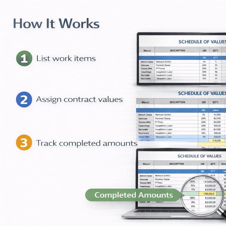Construction Schedule of Values Template | SOV Progress Billing & Pay ...