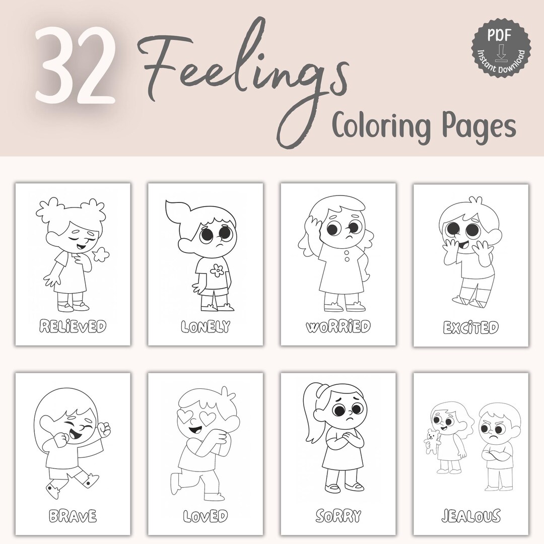 Emotions Coloring Pages for Kids, Feelings Coloring Book Printable ...