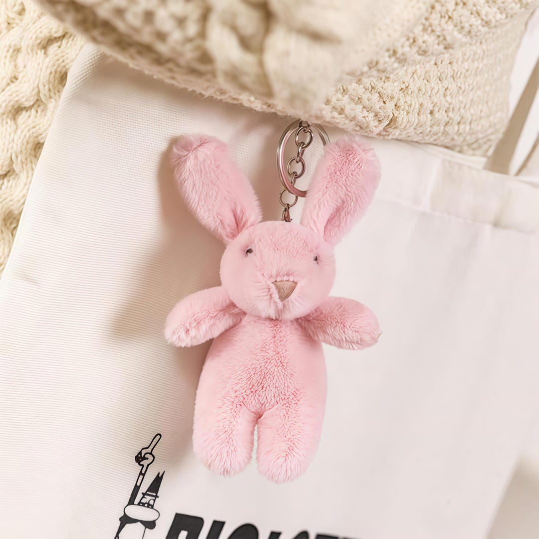Cute Bunny Plush Keychain Charm for Bag, Bunny Plush Keychain for ...
