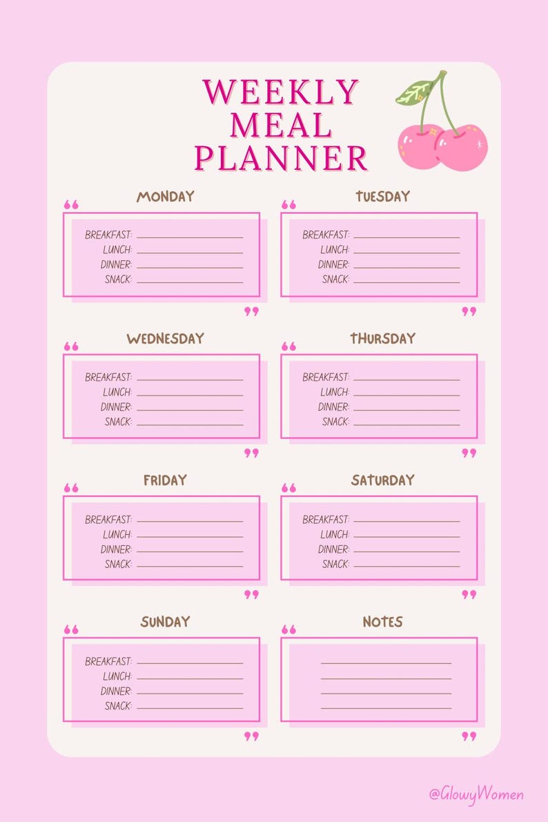 Weekly Meal Planner Printable | Simple Meal Planning Sheet | Instant ...
