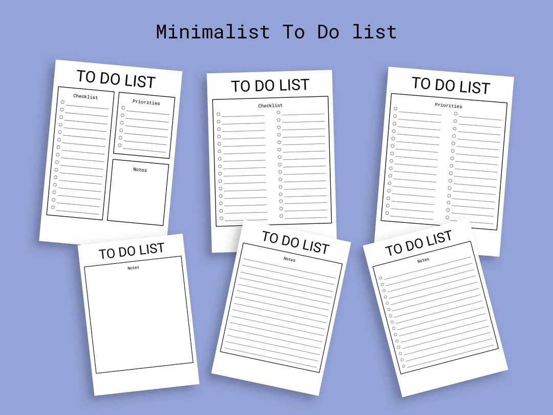 Minimalist To-do Lists - Printable & Fillable Bundle - Etsy