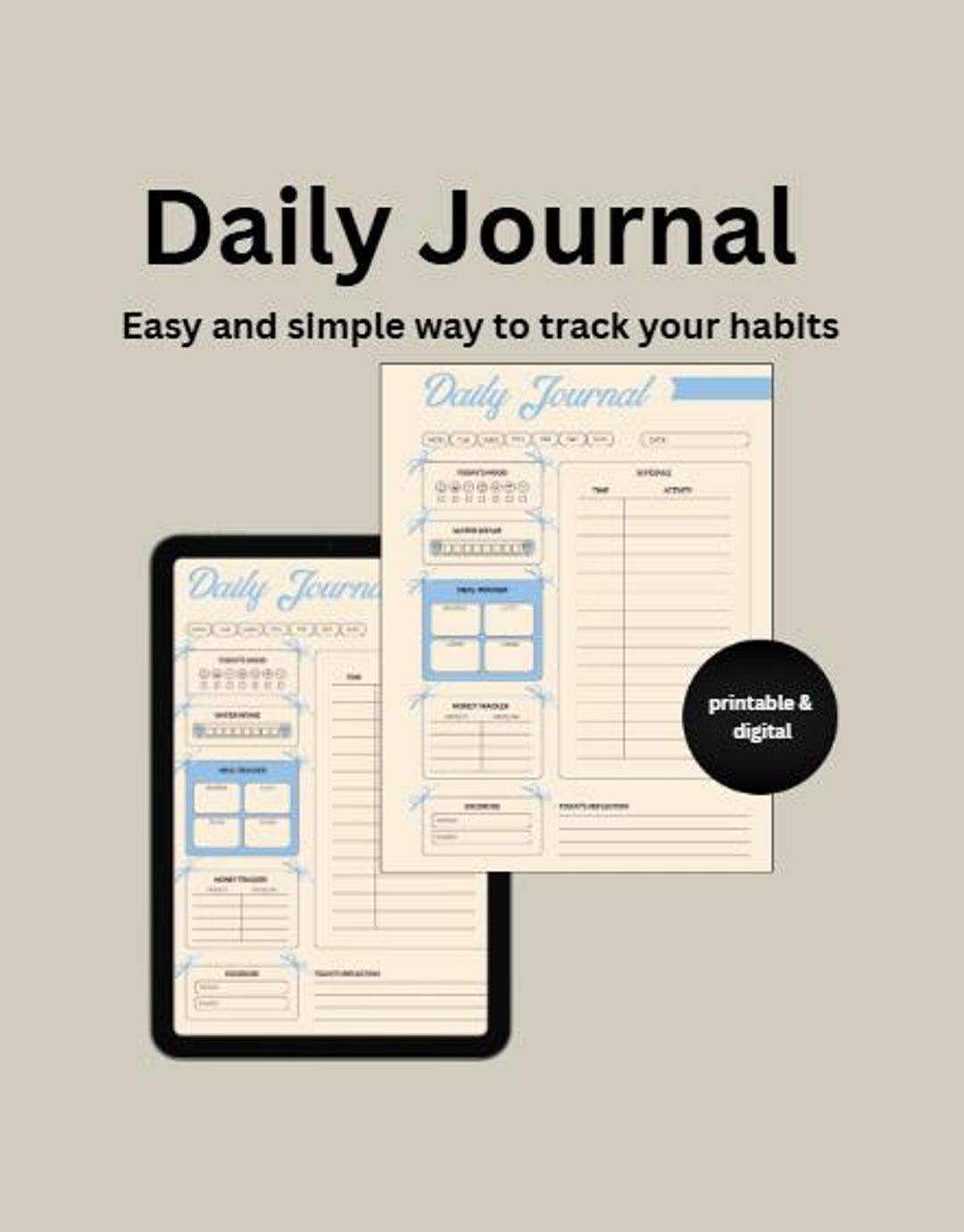 Daily Journal Printable, Gratitude Prompts, Planner Pages (PDF Download ...