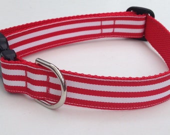 Red and White Striped Dog Collar Candy Stripe Dog Collar - Etsy