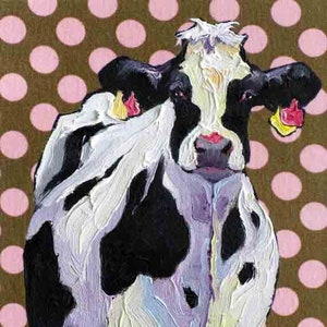 Holstein Cow painting. Holstein Cow Print. Black and White COW | Etsy