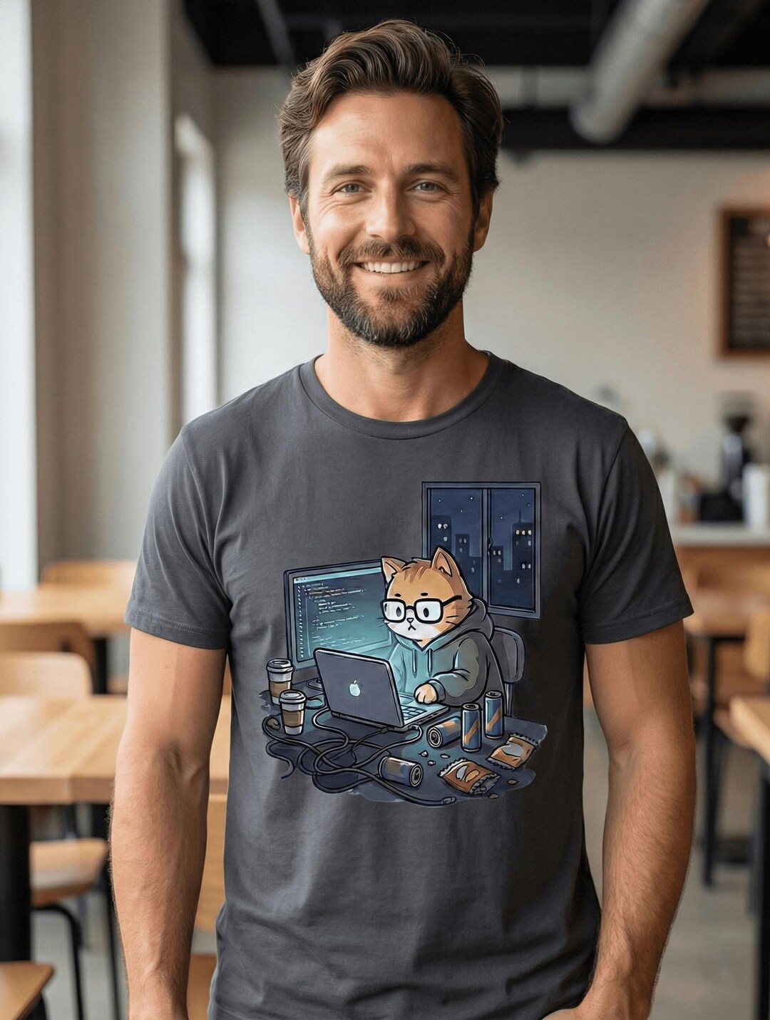 Software Engineer Cat T-shirt | Coding Cat Shirt | Funny Programmer Cat ...