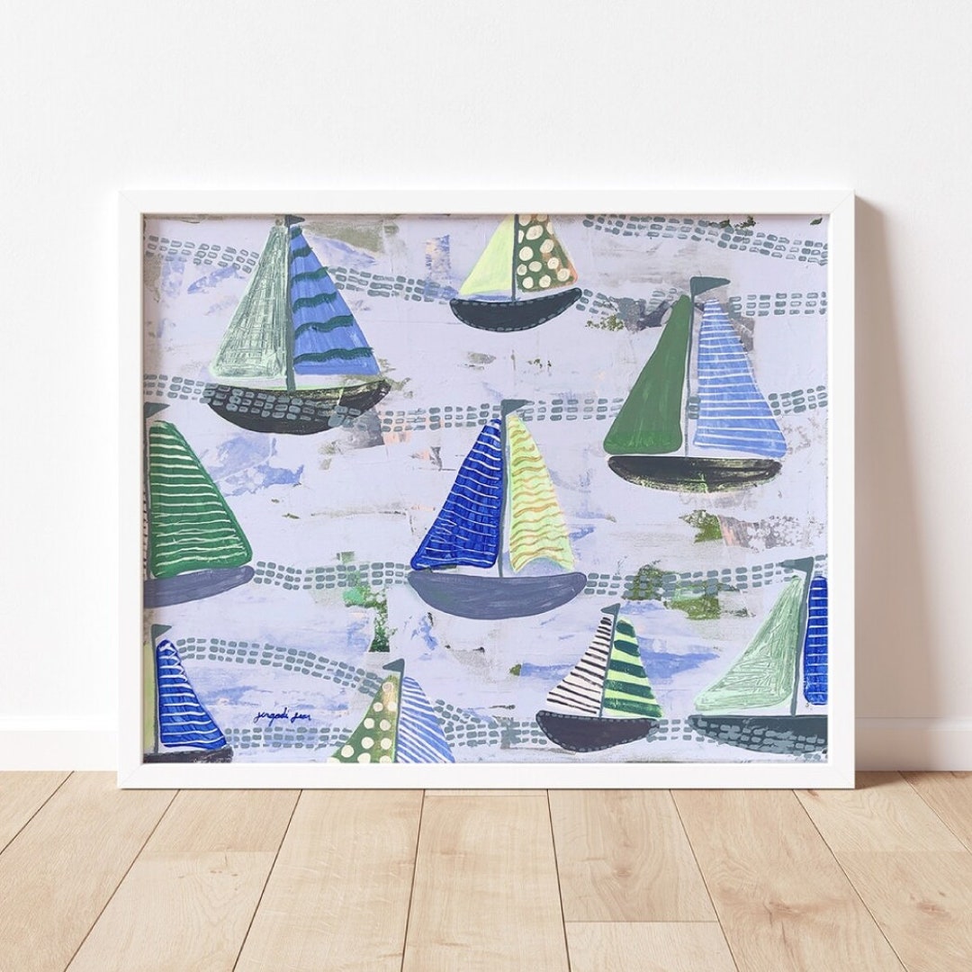 Baby Blue Sailboats Canvas Art Print - Etsy