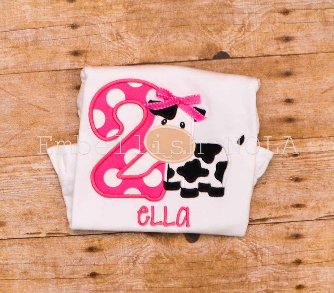 Girly Cow Applique Birthday Shirt, Farm Theme, Cow Theme - Etsy