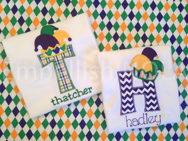 Jester Hat Letter Applique Shirt or Bodysuit New Orleans | Etsy