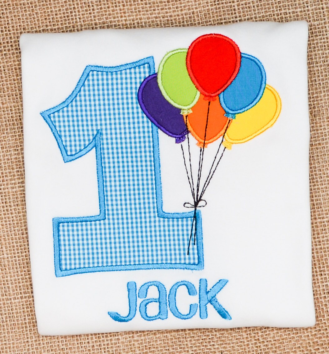 Balloon Birthday Boy Number Birthday Applique Shirt or | Etsy
