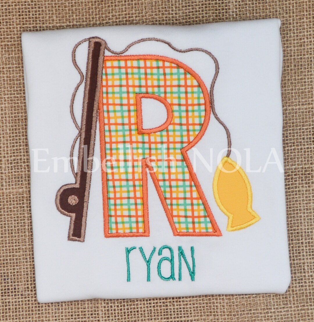 Fishing Letter Applique Monogram Shirt or Bodysuit Summer Theme - Etsy